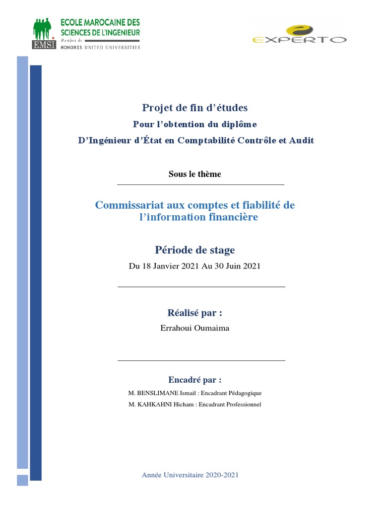Rapport de Projet de Fin D'ã©tude Oumaima | PDF
