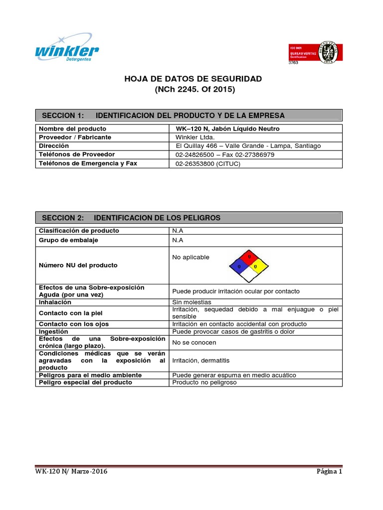 Jabón Líquido Neutro- WK-120 | PDF | Agua | Solvente
