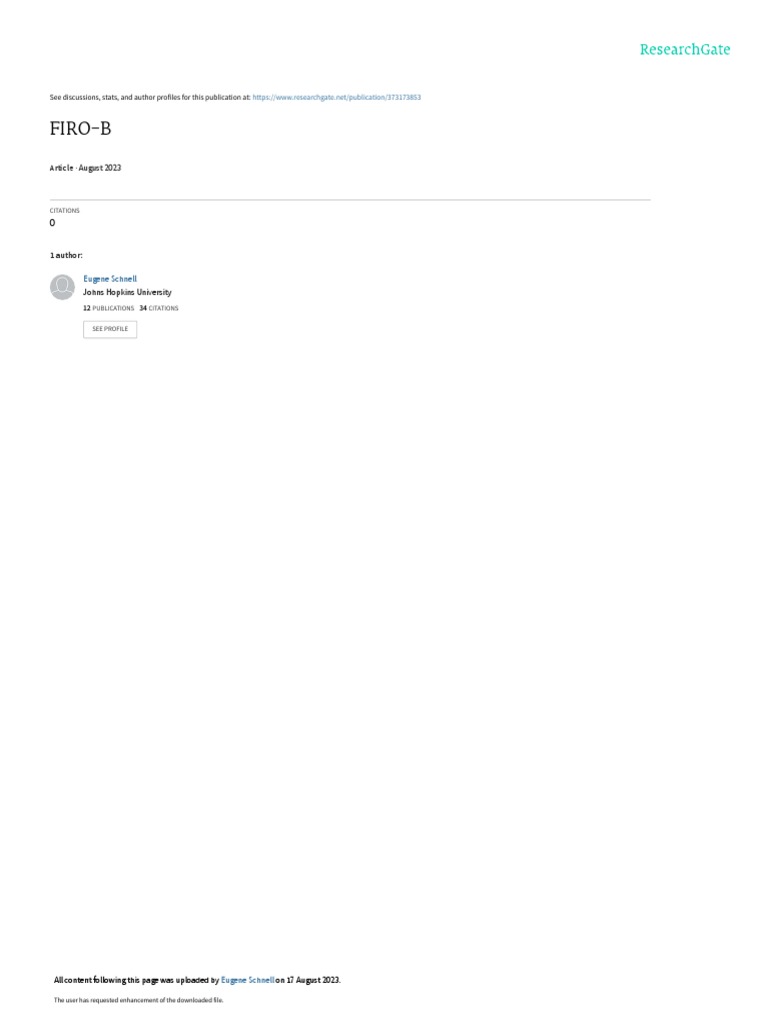 Firo-B: August 2023 | PDF | Behavioural Sciences | Social Psychology