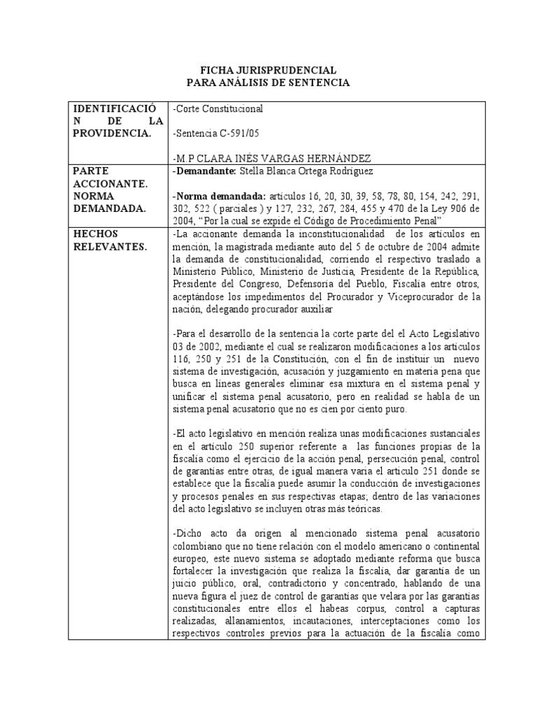 Analisis Sentencia C 591 de 2005 | PDF