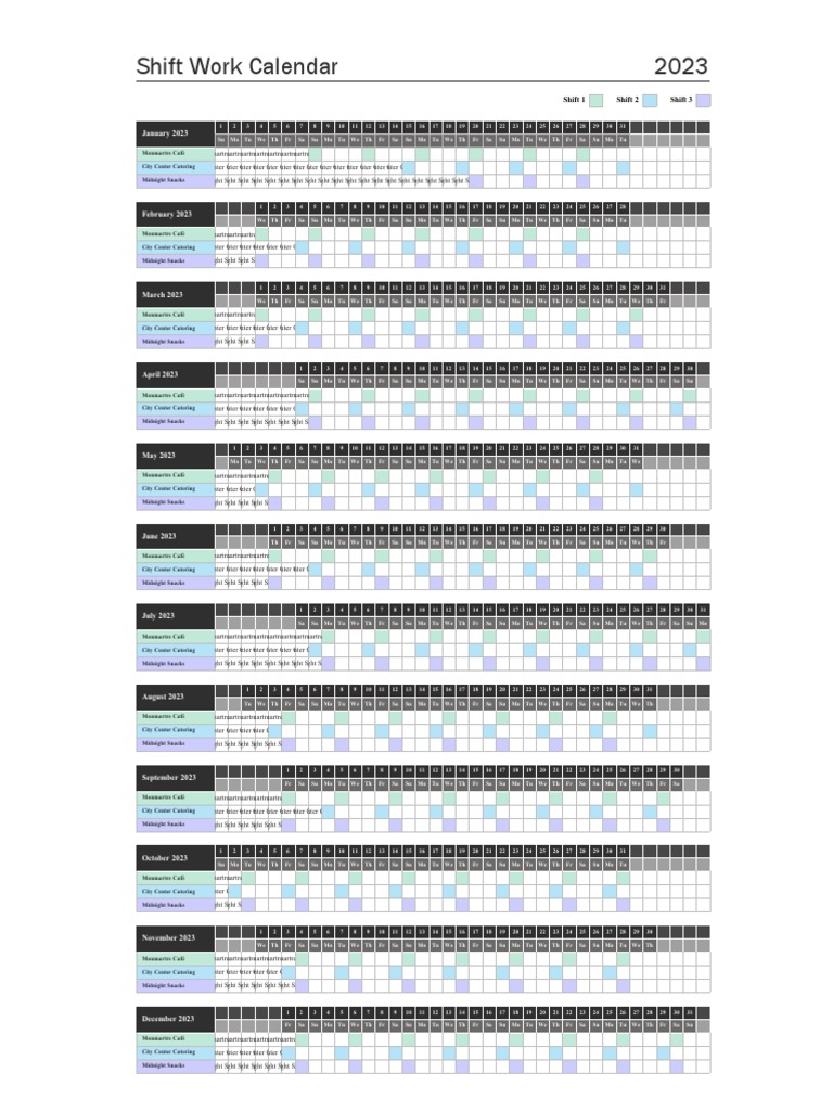 Shift Work Calendar | PDF