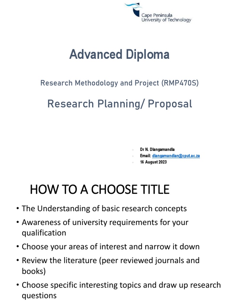 RMP470S Lecture 4-Research Planning & Research Proposal | PDF | Statistics | Methodology