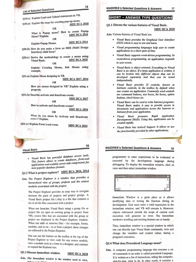 Visual Basic 1&2unit Notes SW 5th Sem. | PDF
