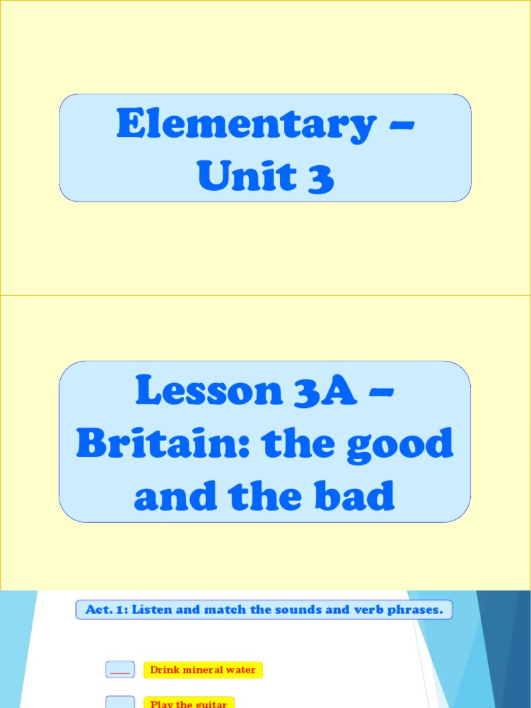 Elementary - Unit 3 | PDF | English Language | Workweek And Weekend