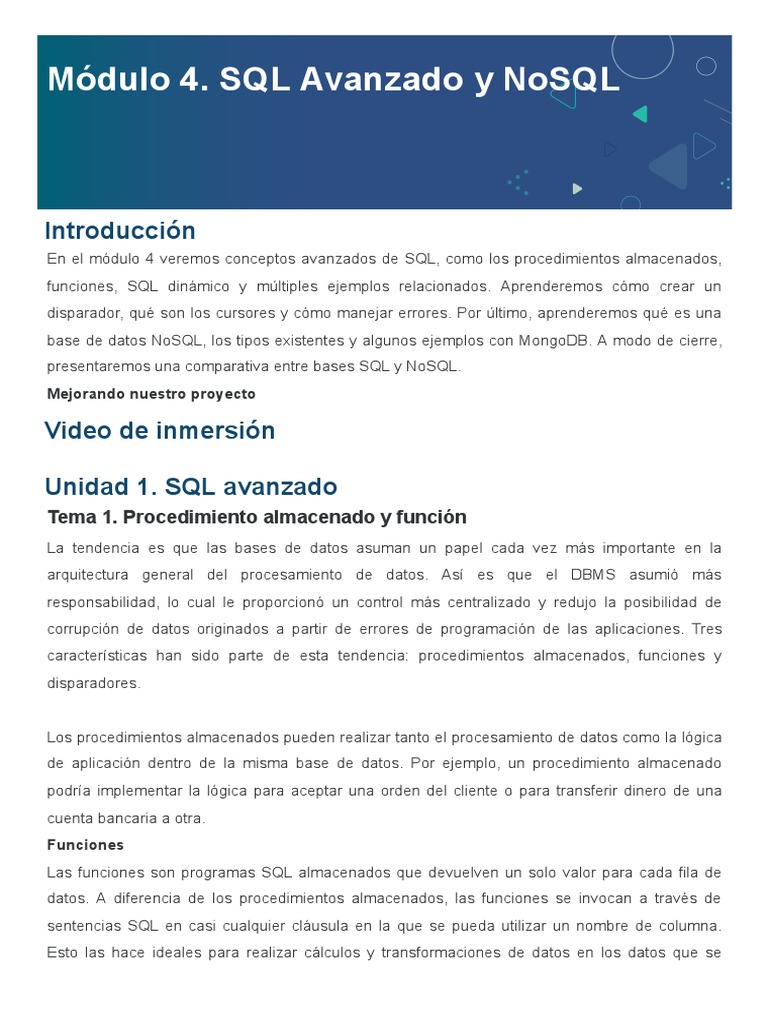 Modulo 4 | PDF | SQL | No Sql