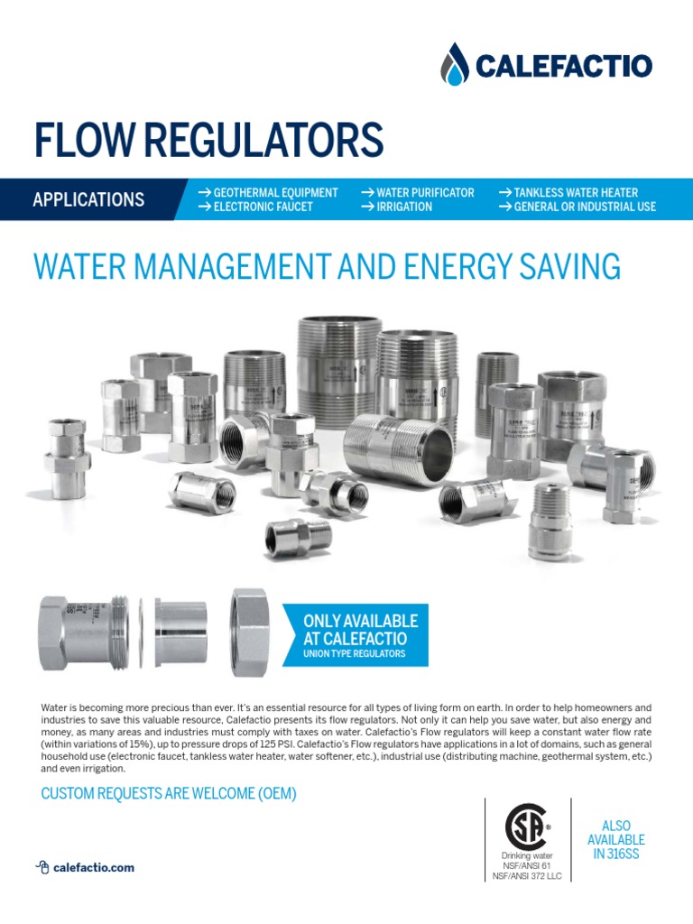 Calefactio Flow Regulators Overview | PDF | Water Heating | Water