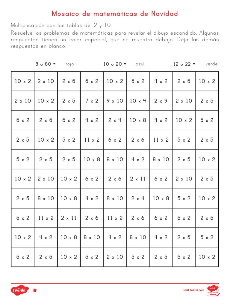 Sa T T 2545349 Mosaico de Navidad Con Multiplicacion Ficha de Actividad ...