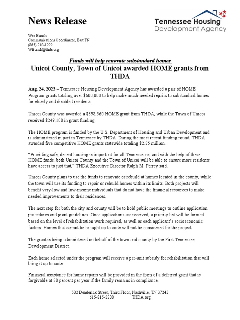 HOME Grants for Unicoi County Repairs | PDF | Poverty | Poverty ...