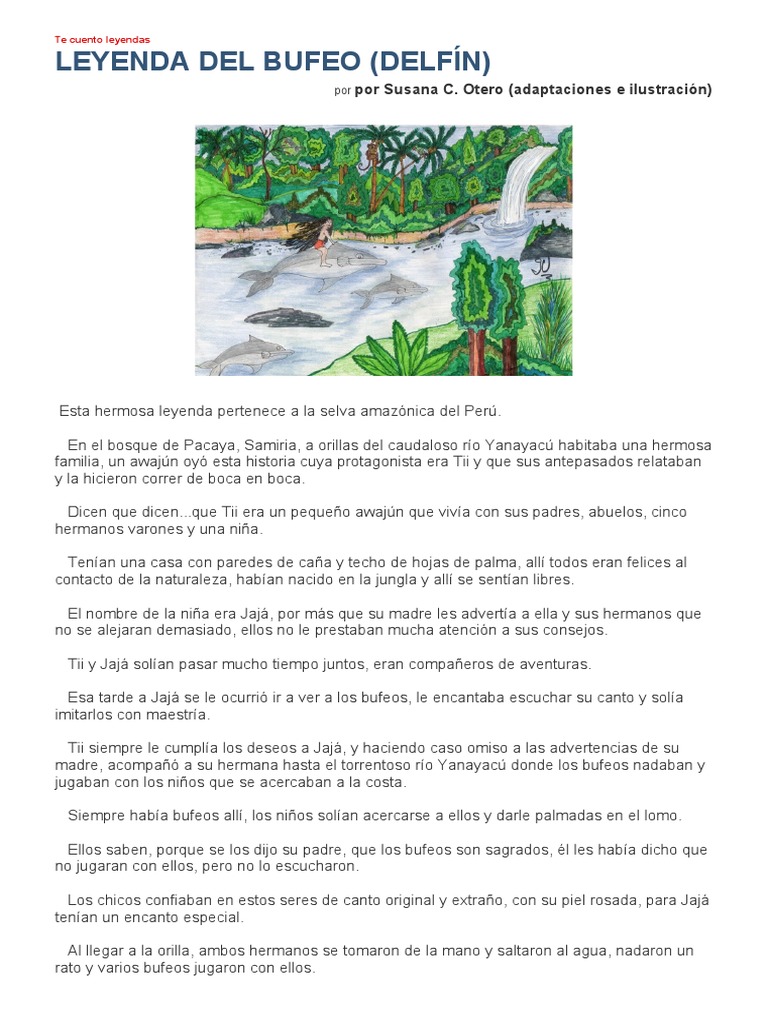 Leyenda del Bufeo Colorado para Niños | PDF