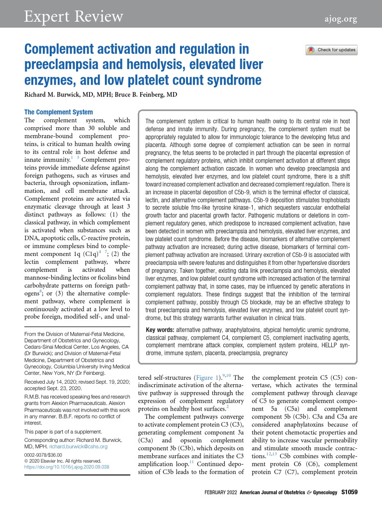 Complement Activation and Regulation in Preeclamps | PDF | Complement ...