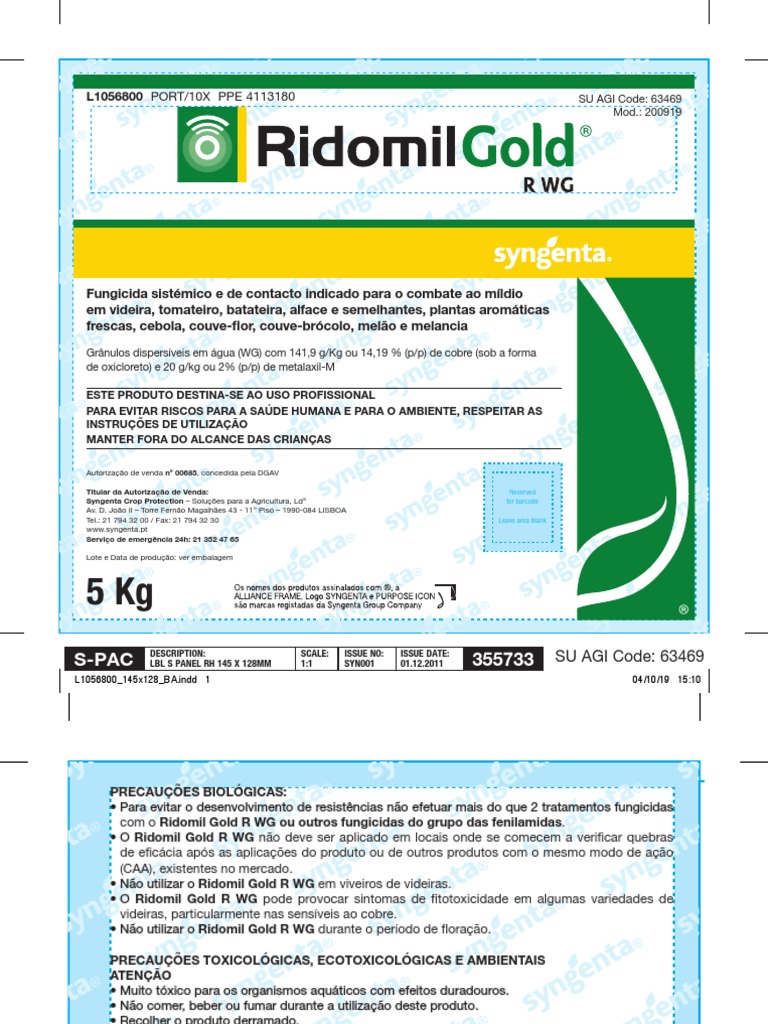 Rotulo Ridomil Gold R WG | PDF