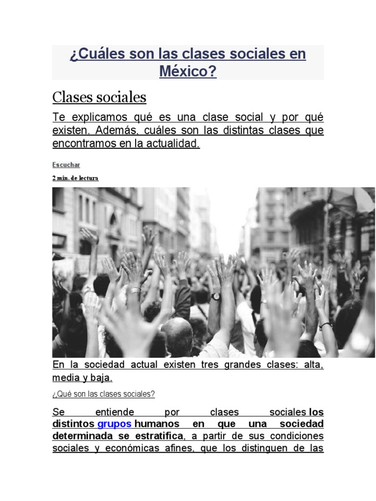 Cuáles Son Las Clases Sociales En México Pdf