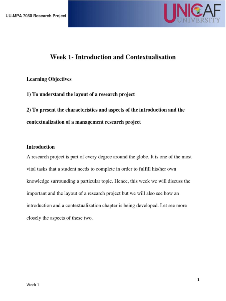 Week 1 - Introduction and Contextualisation | PDF | Qualitative Research | Methodology
