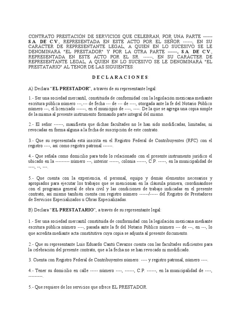 Ejemplo de Contrato REPSE para Servicios | PDF | Seguro | Justicia