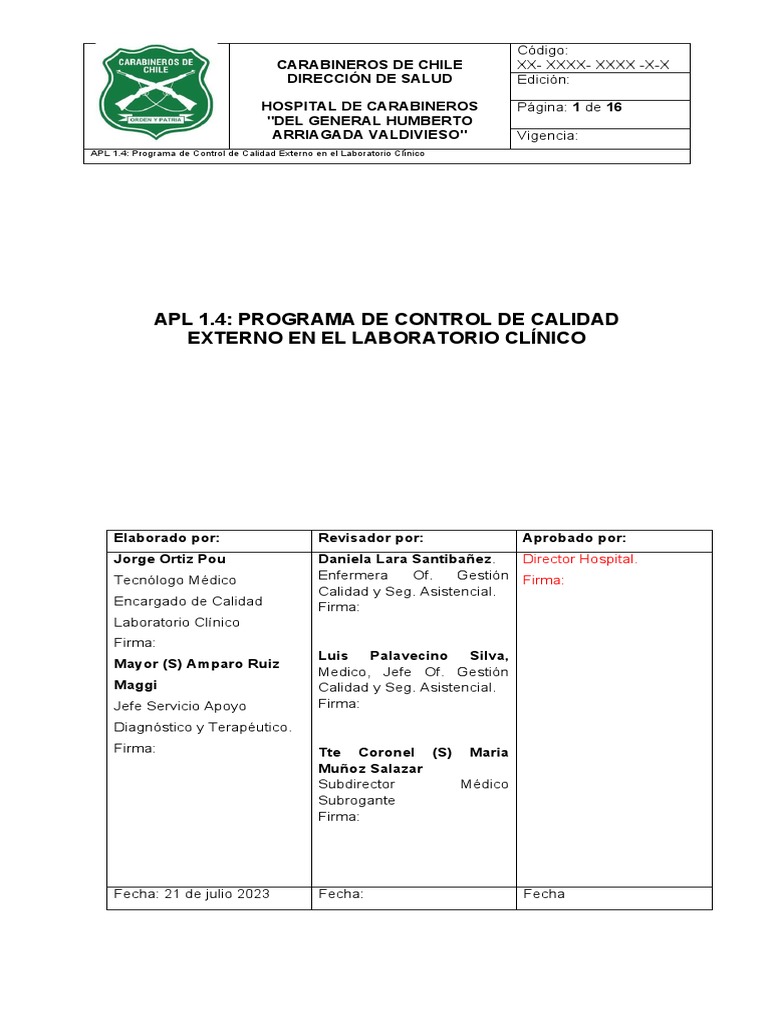 Programa de Control de Calidad Externo en Laboratorio Clinico 19.07.23 | PDF | Laboratorios ...