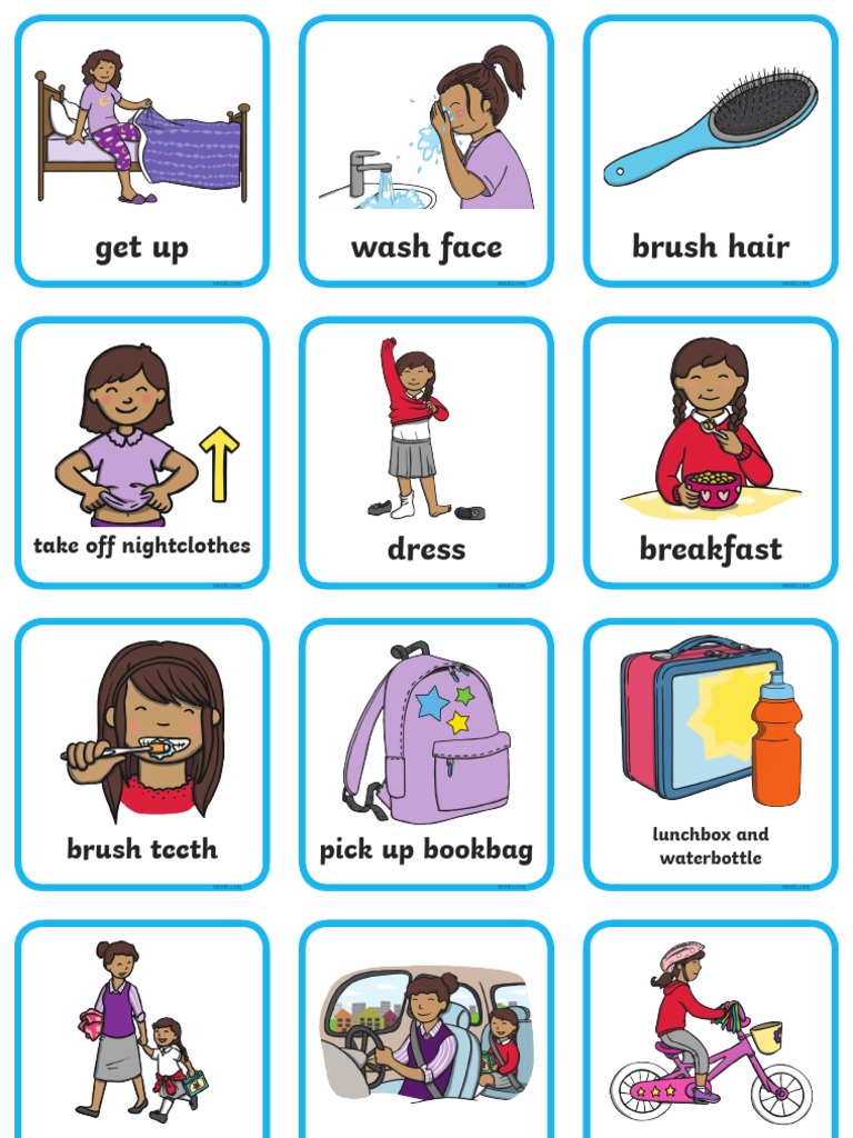 T C 126 Visual Timetable Getting Ready For School Girls - Ver - 2 | PDF
