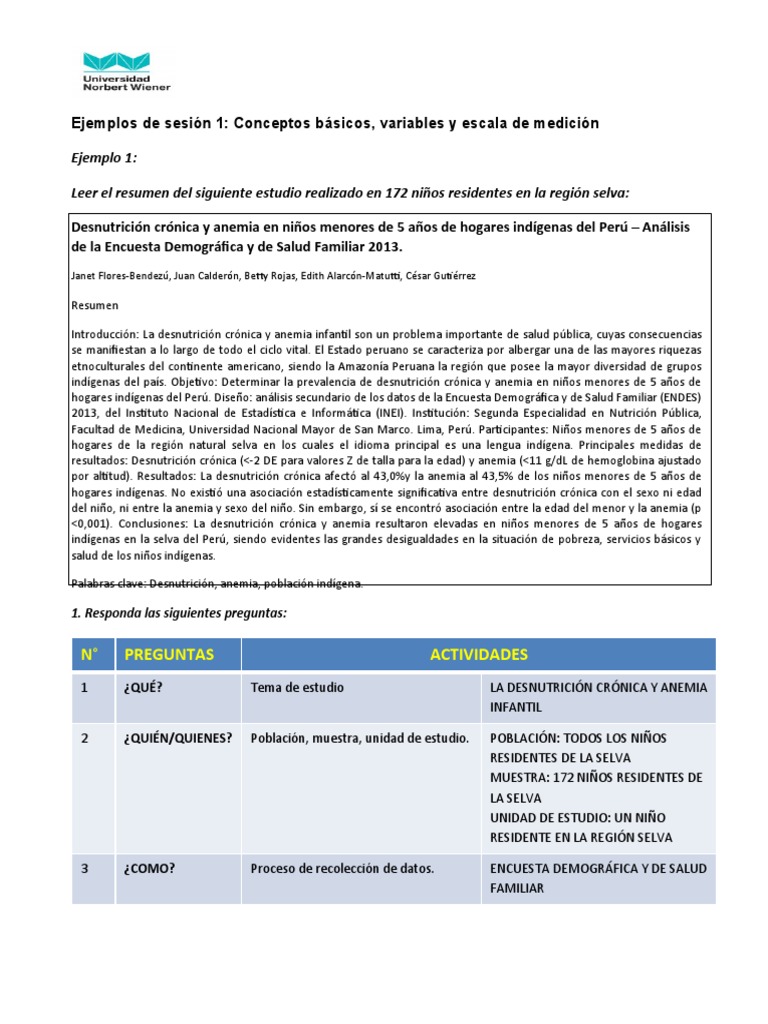 Ejemplos Sesion 1 Conceptos Básicos de Estadística | PDF | Perú