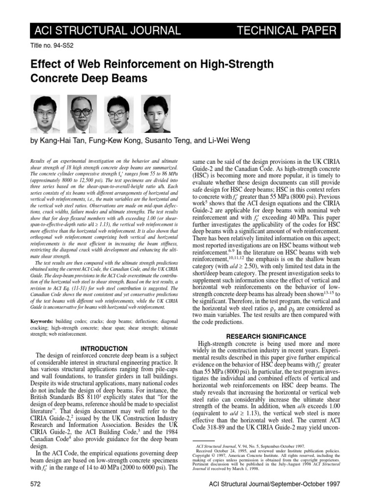 Effect of Web Reinforcement On High-Strength Concrete Deep Beams | PDF ...
