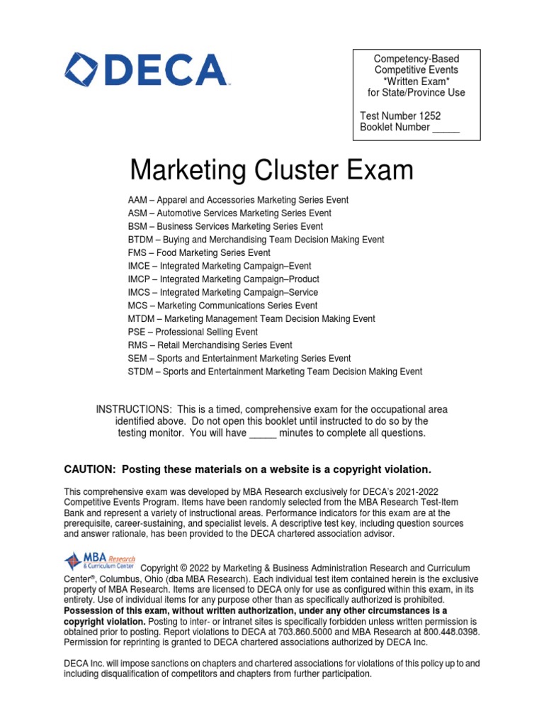 Deca Exam | PDF | Survey Methodology | Sales