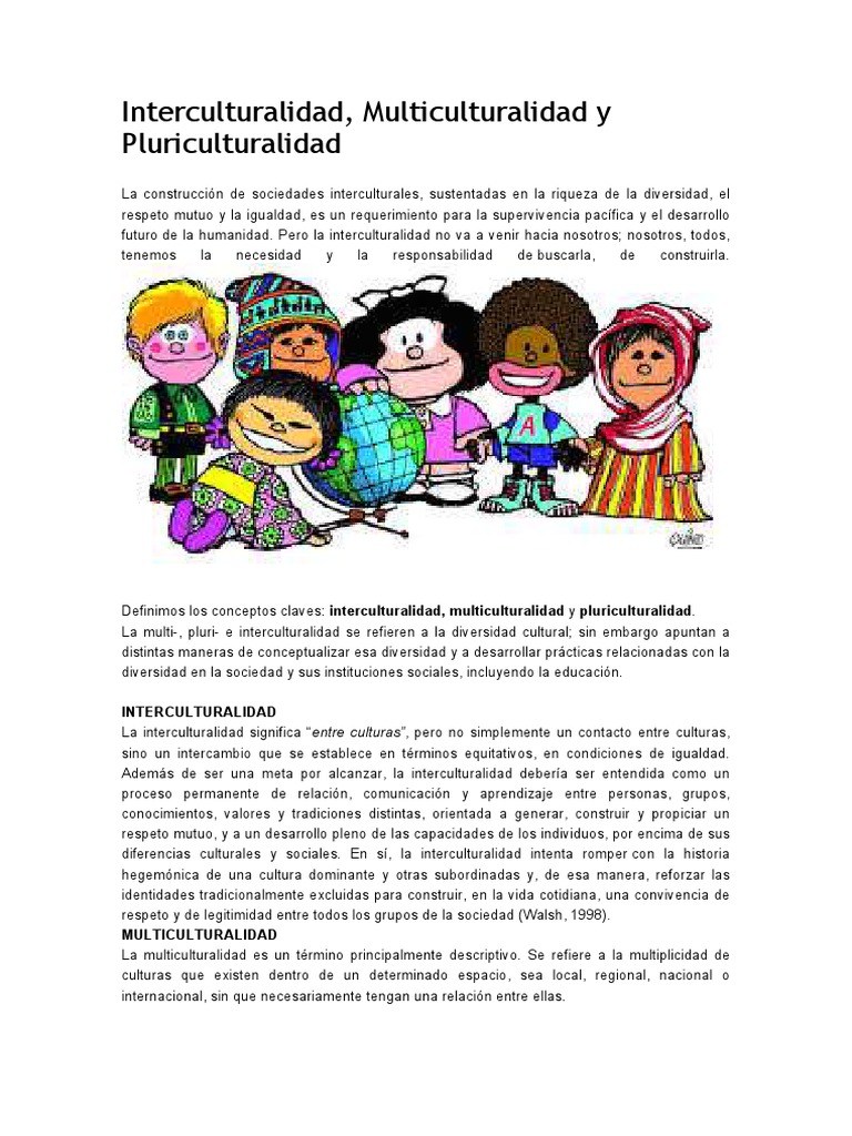 Inter, multi y pluriculturalidad | PDF | Interculturalidad | Multiculturalismo