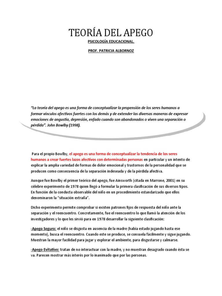 Curso Del Apego | PDF | Teoría de apego | Las emociones
