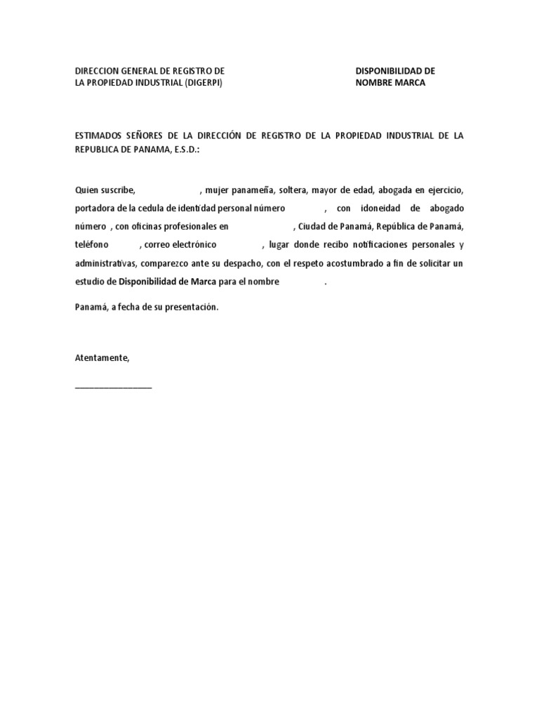 Solicitud de Disponibilidad de Marca Digerpi | PDF