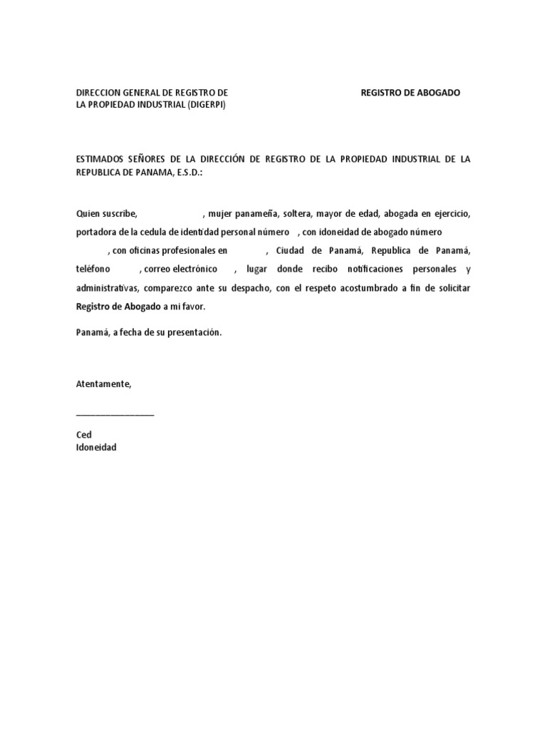 Solicitud Registro de Abogado Digerpi | PDF