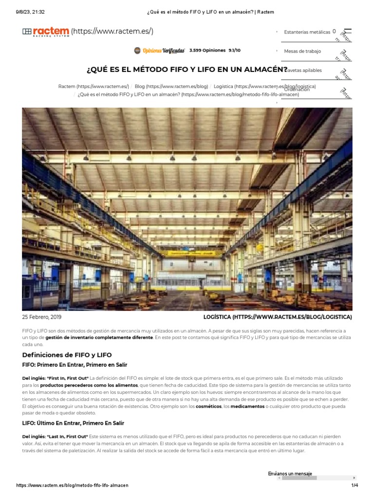 ¿Qué Es El Método FIFO y LIFO en Un Almacén - Ractem | PDF