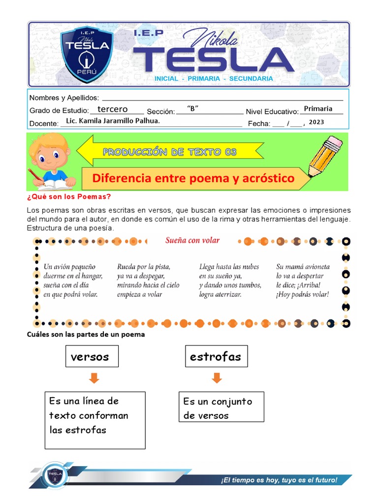 Diferencia Entre Poema y Acrostico AGOSTO Miss Kamila, Produccion de ...