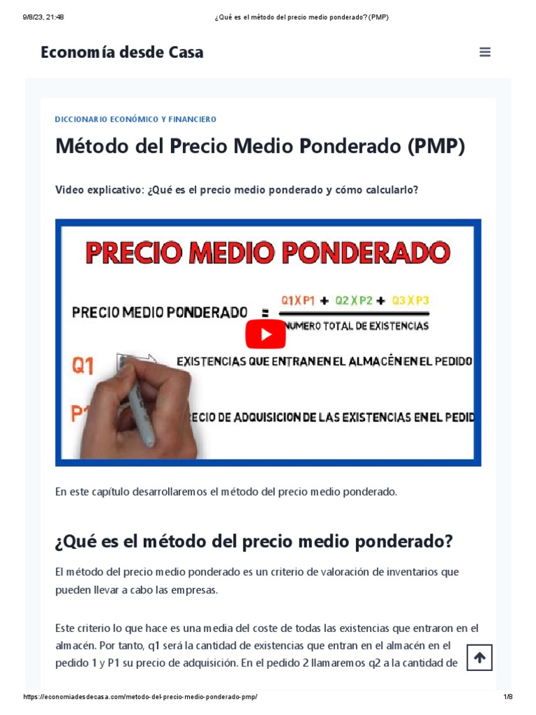 ¿Qué Es El Método Del Precio Medio Ponderado - (PMP) | PDF | Finanzas y ...