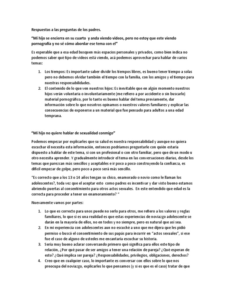 Respuestas a Las Preguntas de Los Padres | PDF | Amor | Familia