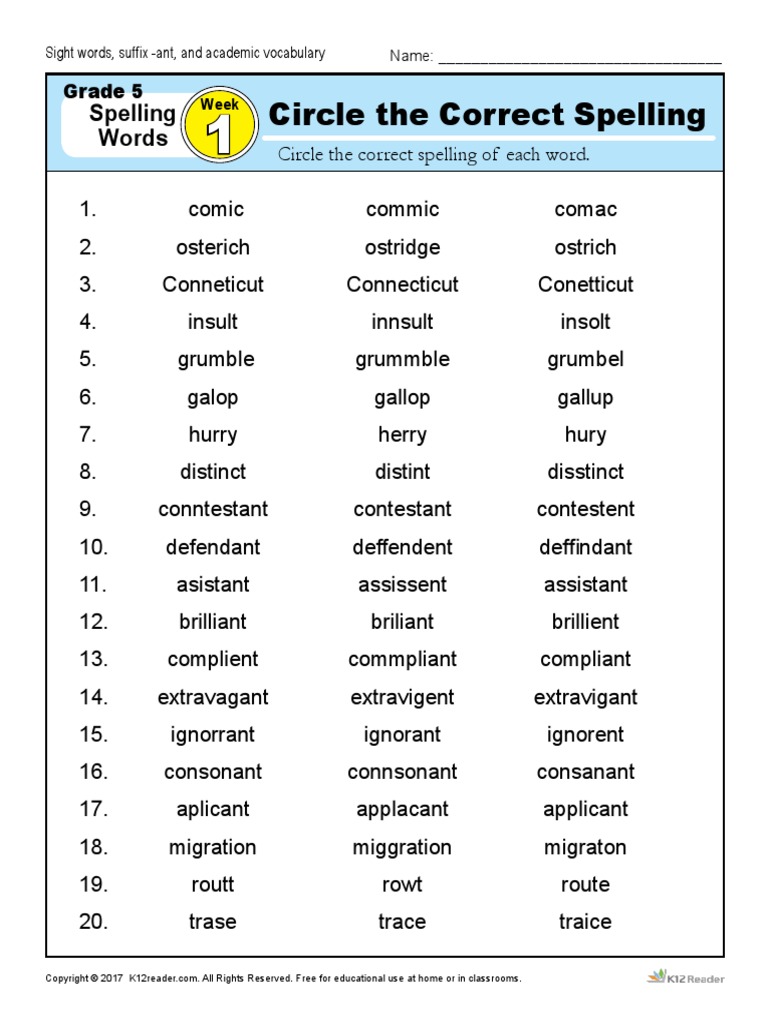 Spelling Words Grade 5 Week 1 | PDF | Language Families | Human ...