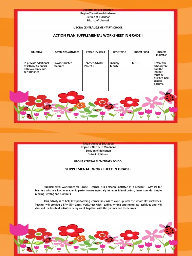 Worksheet Action Plan | PDF | Social Institutions | Educational Stages