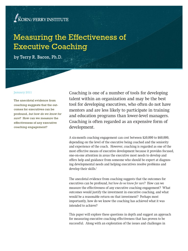 Measuring The Effectiveness of Executive Coaching | PDF