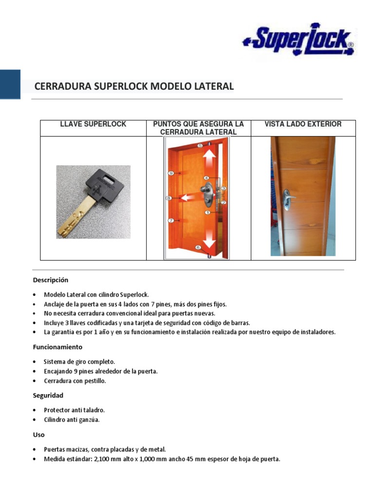Cerradura Superlock Modelo Lateral | PDF