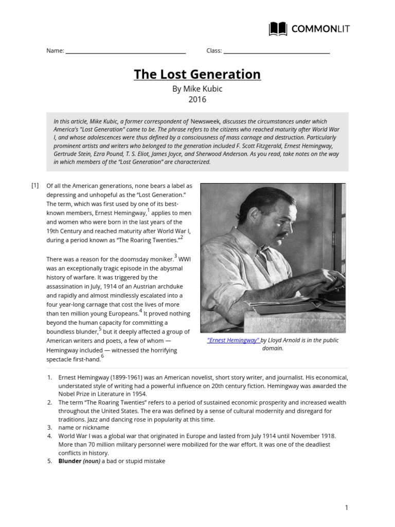 The Lost Generation: Artists of Disillusionment | PDF
