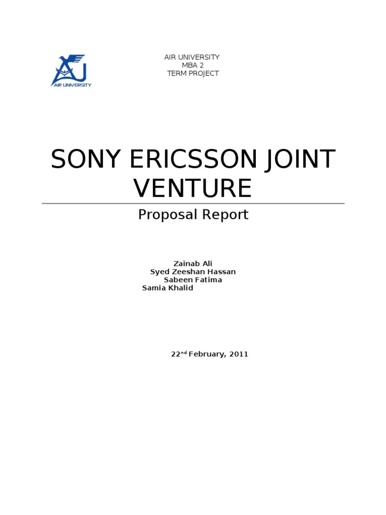 Project Proposal For MBA Final Project | PDF | Sony | Ericsson