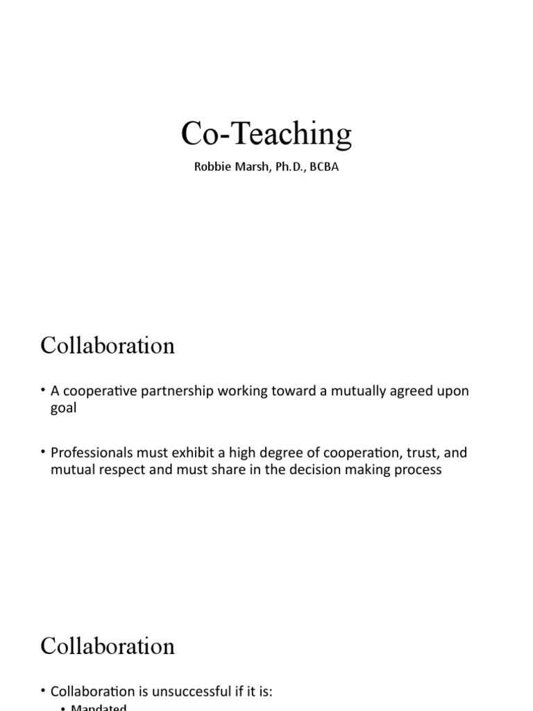 Co Teaching | PDF | Collaboration | Teachers