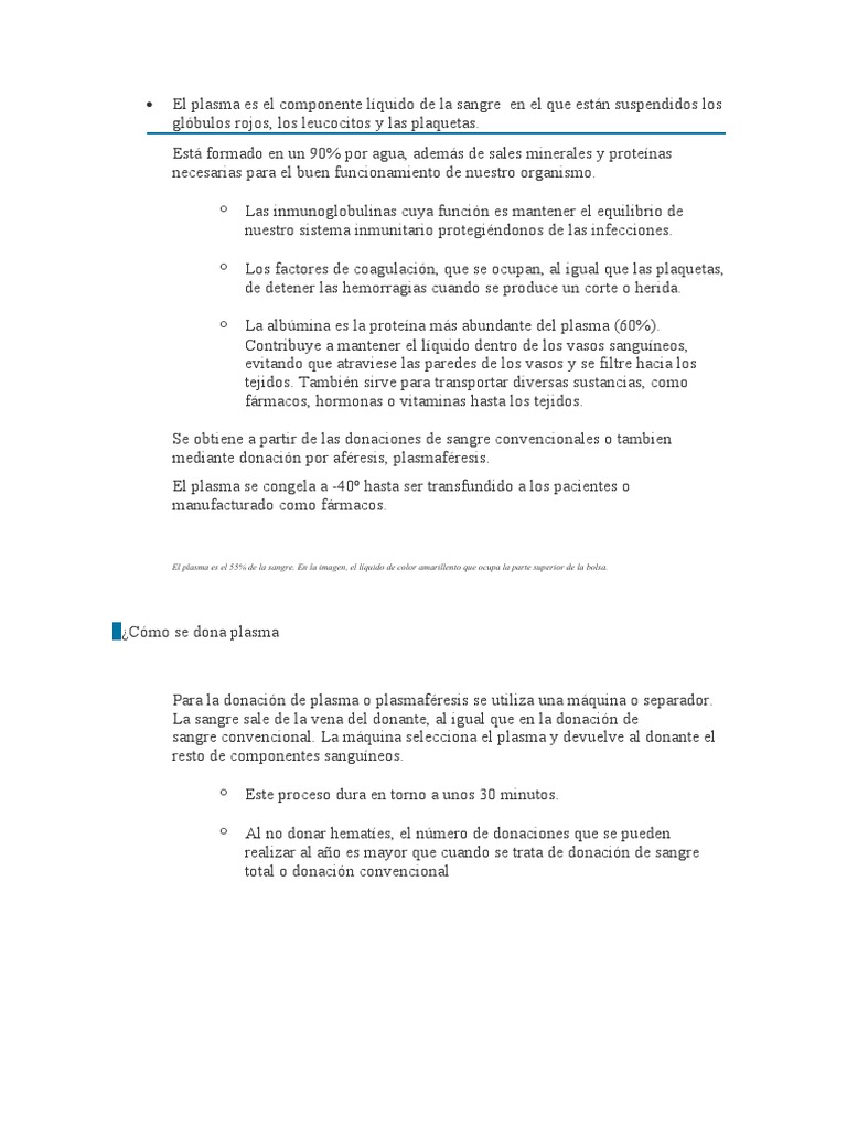 El Plasma Es El Componente Líquido de La Sangre | PDF