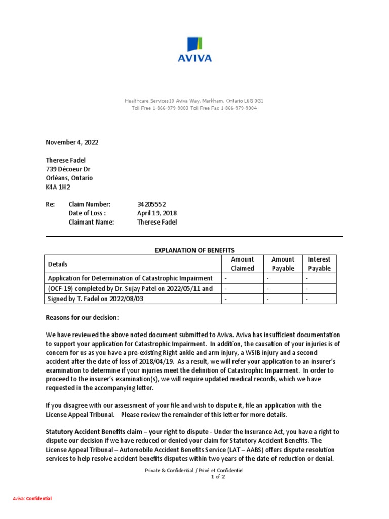 EOB 34205552 CAT Initial Denial 20221104 | PDF | Law