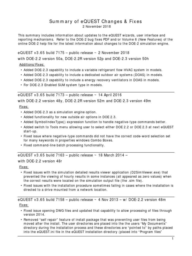 eQUEST v3.65 Updates & Fixes Summary | PDF | Shell (Computing ...