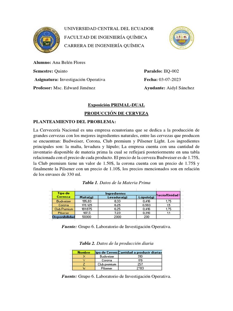 INFORME 4 individual.docx | PDF | Cerveza | Fabricación de cerveza