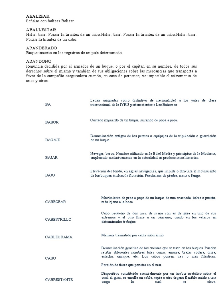 Glosario de Terminos de Una Embarcacion | PDF | Buques | Mar