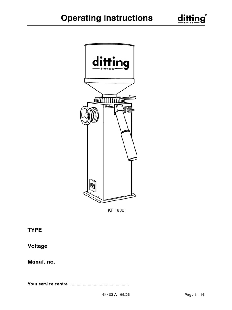 Ditting_KF_1800_Industrial_Grinder_Original_instruction_manual_EN | PDF ...