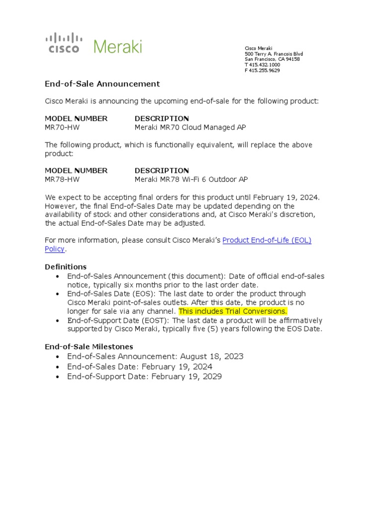 MR70 EOS Notice | PDF