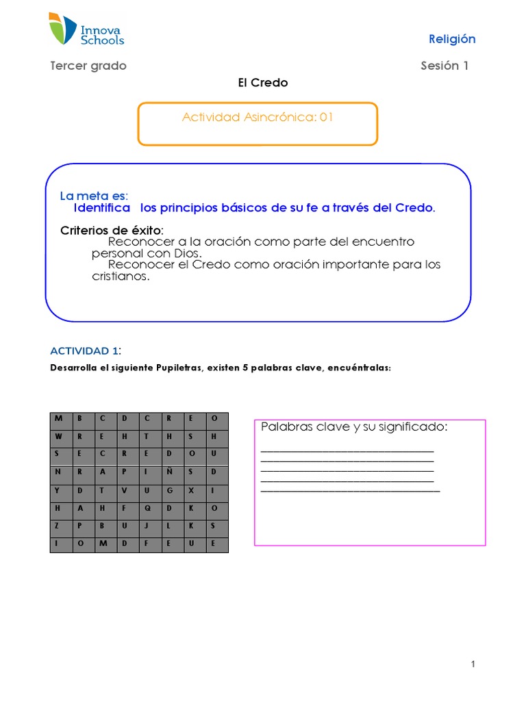 Actividades para aprender el Credo | PDF | Dios | Oración