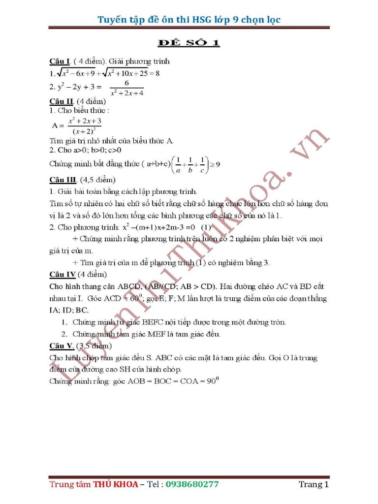 Bo de HSG Lop 9 Chon Loc | PDF