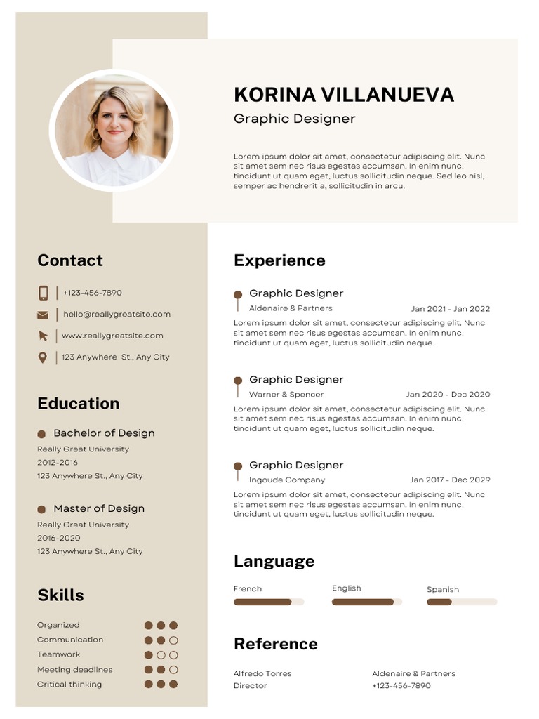 White and Beige Minimalist Graphic Designer Professional CV Resume | PDF