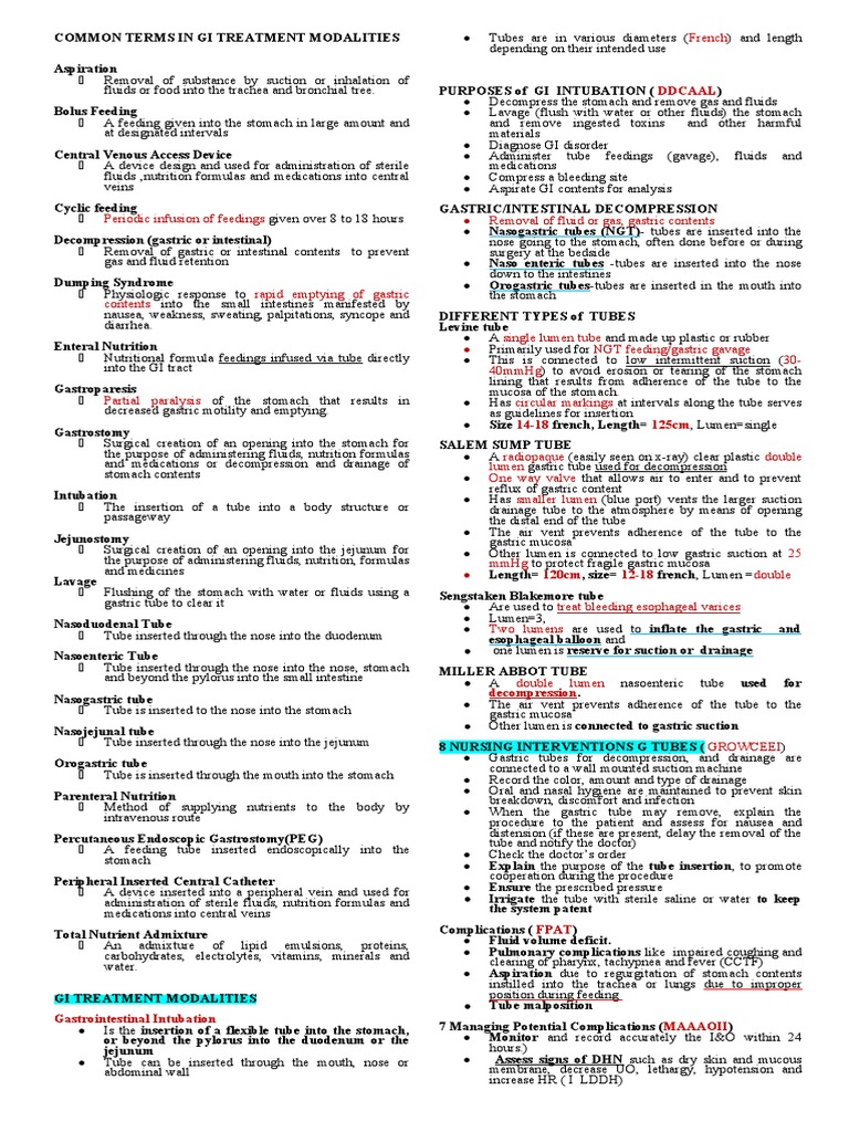 COMMON TERMS IN GI TREATMENT MODALITIES Part 1 | PDF | Intravenous ...