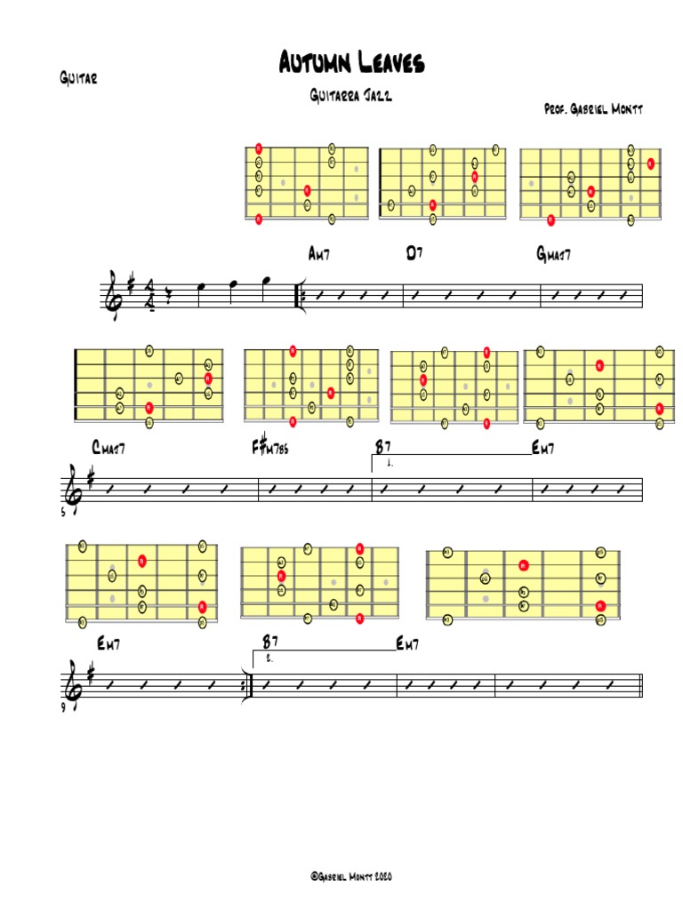 Autumn Leaves (Arpegios sobre el tema) - Guitar | PDF